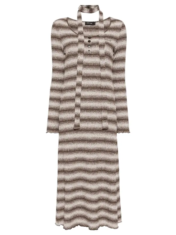 TOUT A COUP Striped Knit Dress - Brown