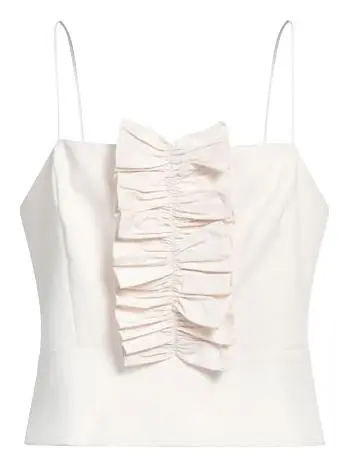 Pinko Woven Top With Ruffle Detail - Cream