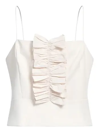 Pinko Woven Top With Ruffle Detail - White