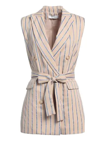 KAOS Striped Double-breasted Blazer - Beige
