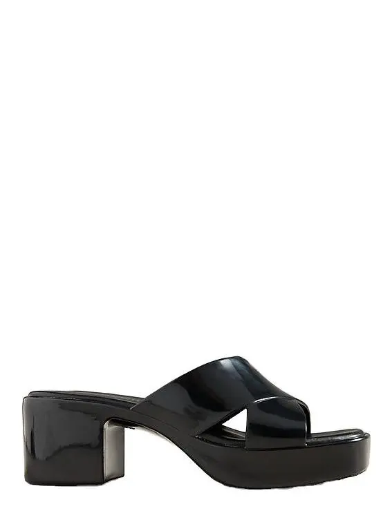 Jeffrey Campbell Block Heeled Sandals - Black Shiny