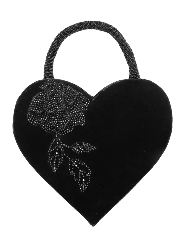 CLIO PEPPIATT Nightshade Bead-embellished Velvet Tote - Black