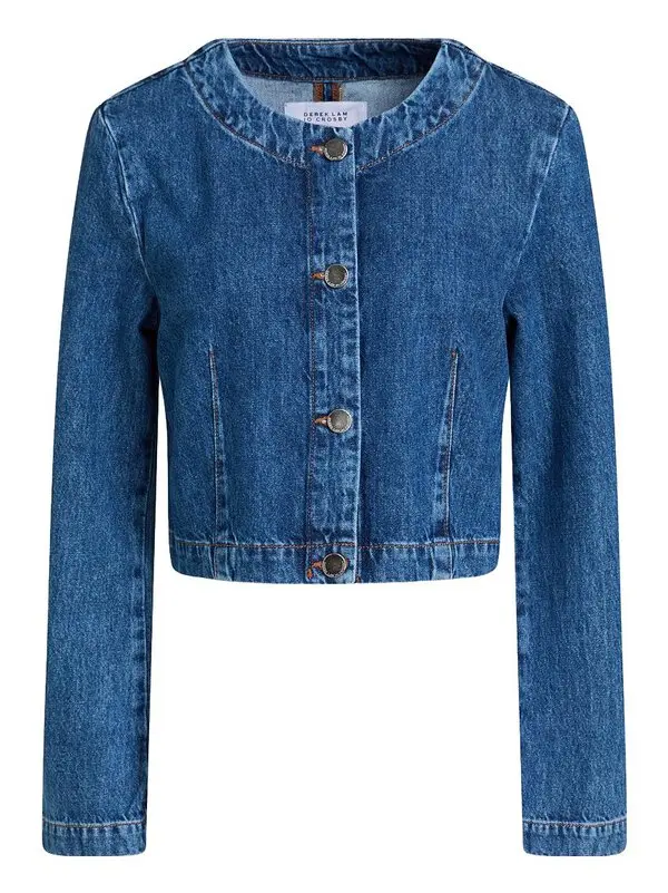 Derek Lam 10 Crosby Ezra Cropped Denim Jacket - Mid Denim