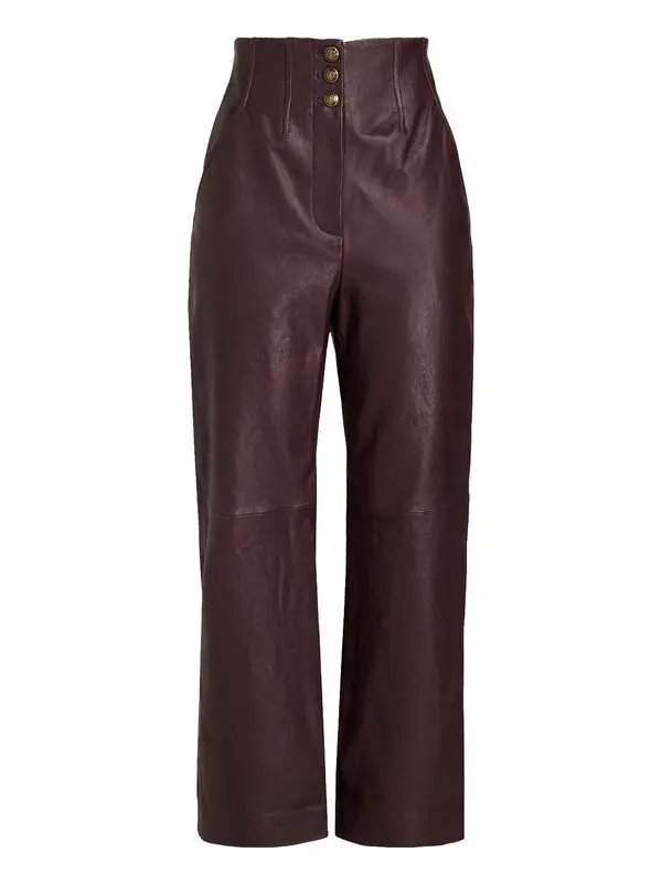 Veronica Beard Arcello Leather Wide-leg Pants - Grape