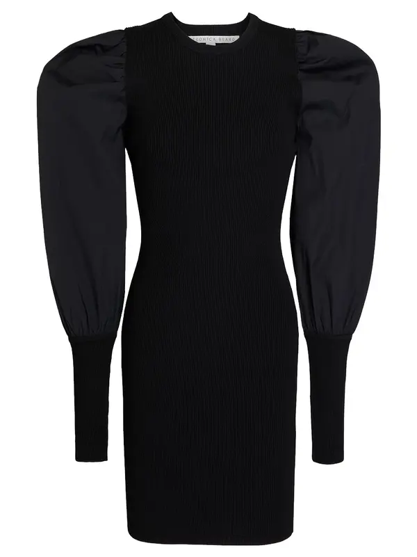 Veronica Beard Wilkin Ribbed-knit Mini Dress - Black