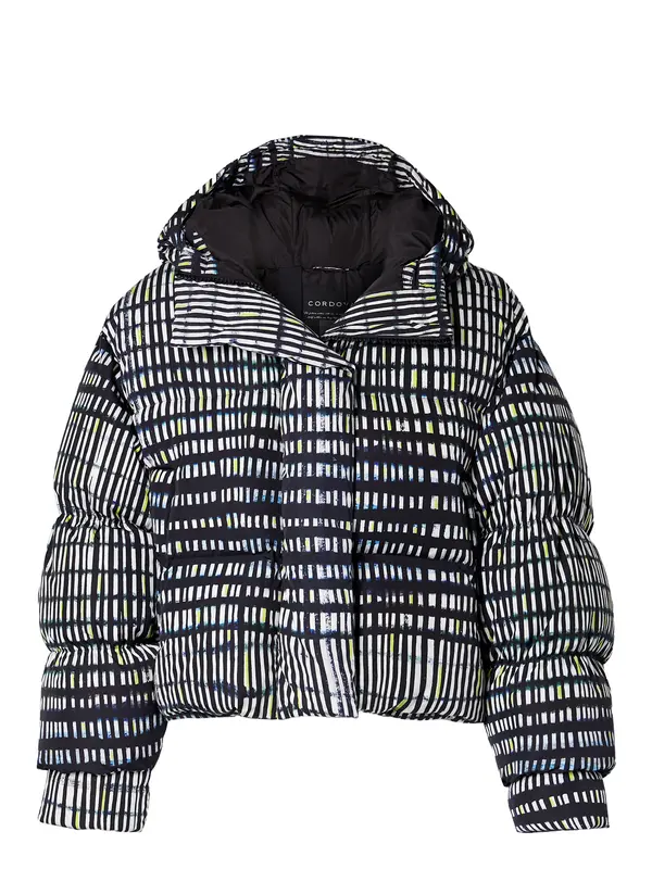 Cordova Aomori Hooded Printed Quilted Down Ski Jacket - Black