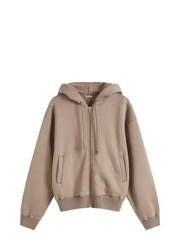 Auralee Smooth Soft Sweat Zip Parka Jacket - Olive Brown