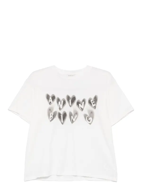 ANINE BING Cade Hearts T-shirt - White