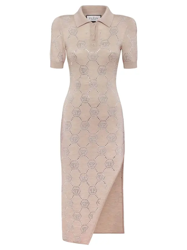 Philipp Plein Monogram Polo Midi Dress - Neutrals