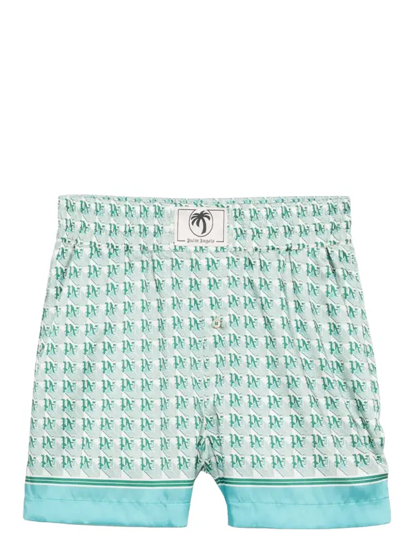 Palm Angels Monogram-print Shorts - Green