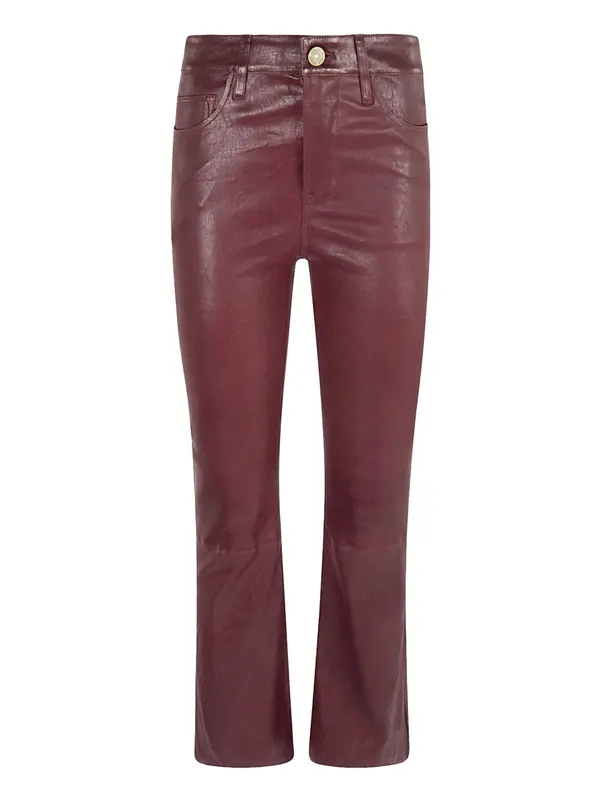 FRAME Leather Cropped Trousers - Red