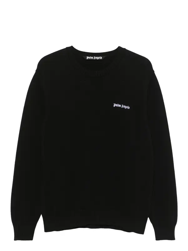 Palm Angels Logo-embroidered Sweater - Black
