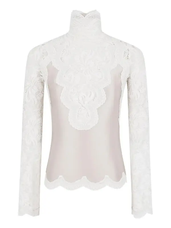 Rabanne Long-sleeve Lace Top - White