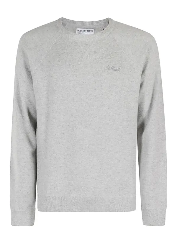 MC2 SAINT BARTH Embroidered Crewneck Sweater - Grey