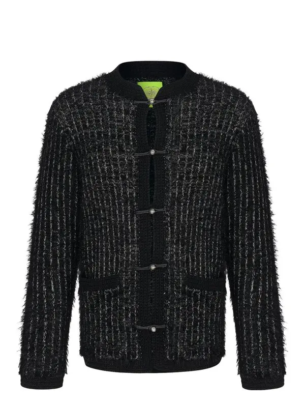 Shanghai Tang Pinstripe Cardigan - Black