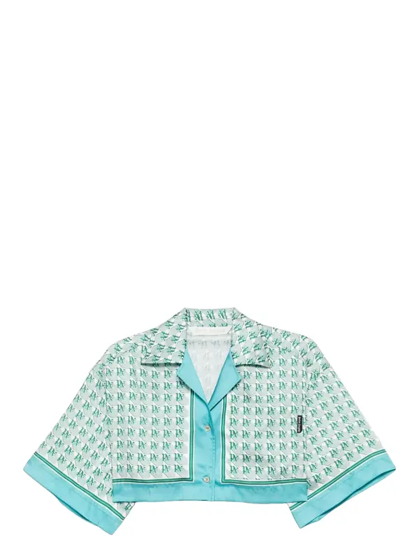 Palm Angels Monogram-print Cropped Shirt - Green