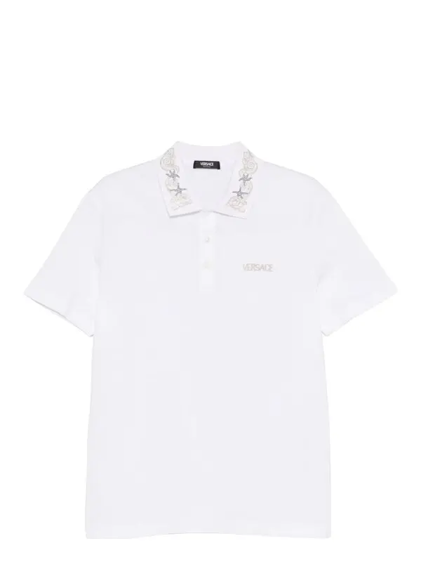 Versace Logo-embroidered Polo Shirt - White
