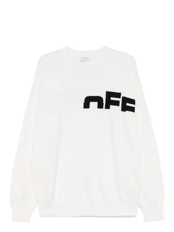 Off-White Intarsia-knit Logo Sweater - White