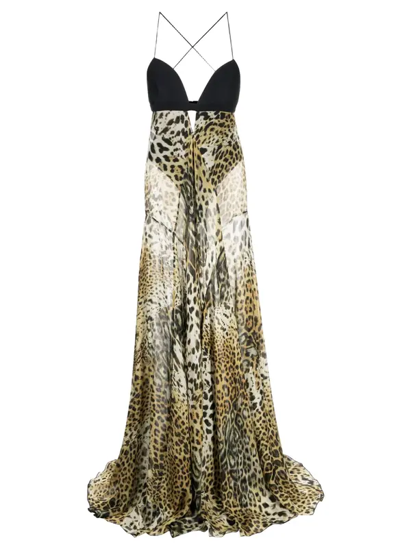 Roberto Cavalli Leopard-print Long Dress - 504