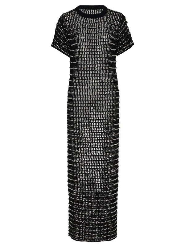 Rosetta Getty Beaded Crochet Maxi Dress - Black