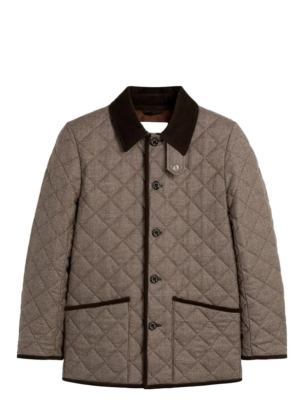 Mackintosh Quilted Houndstooth Jacket - Brown