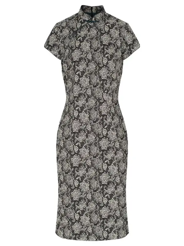 Shanghai Tang Floral-jacquard Dress - Black