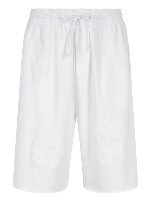 DENIM TEARS Mono Cotton Wreath-print Shorts - White