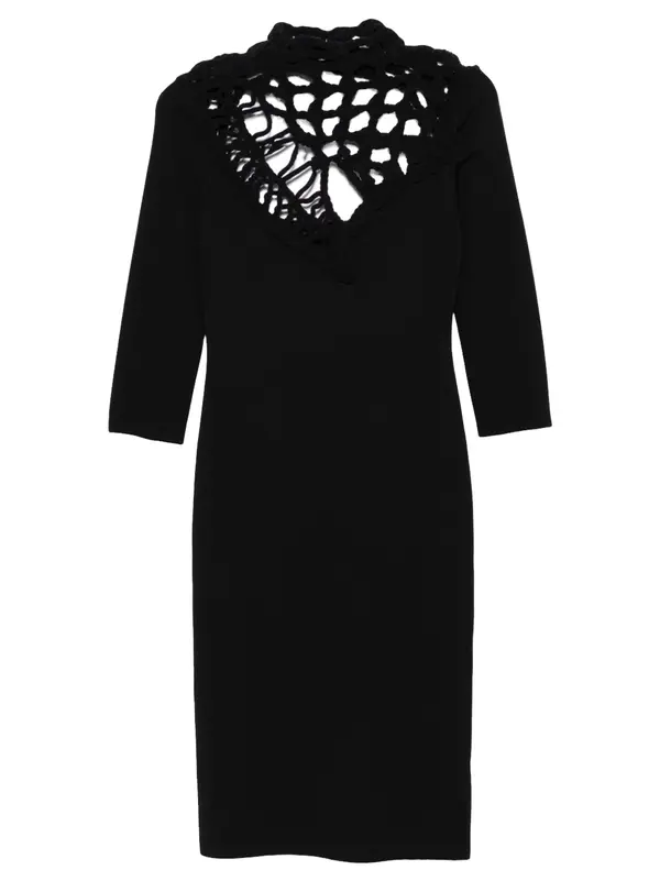Roberto Cavalli Open-knit Midi Dress - Black