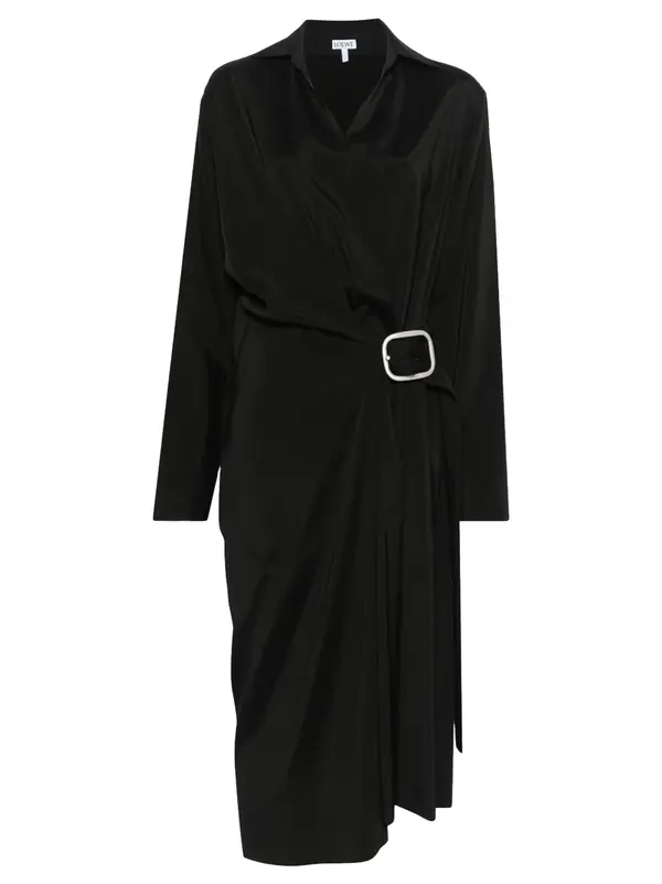 Loewe Belted Midi Wrap Dress - Black