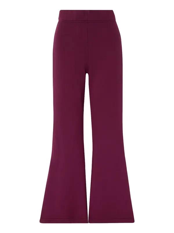LES TIEN Cotton-jersey Flared Track Pants - Burgundy