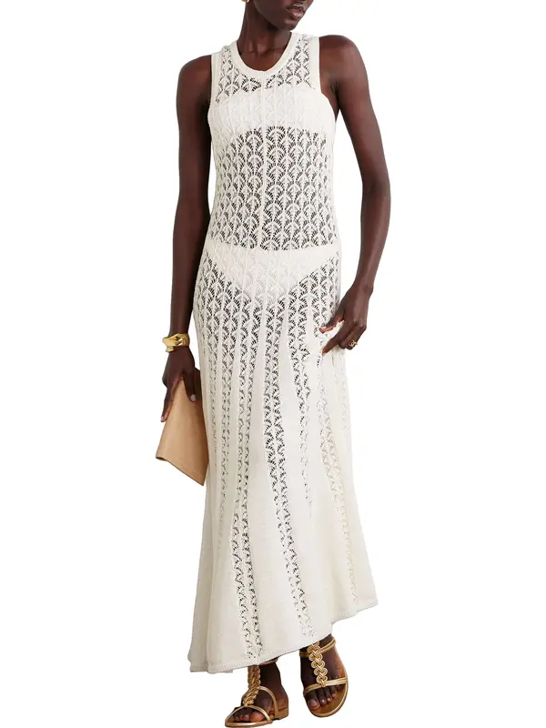 Zimmermann Wylie Open-knit Maxi Dress - Ivory
