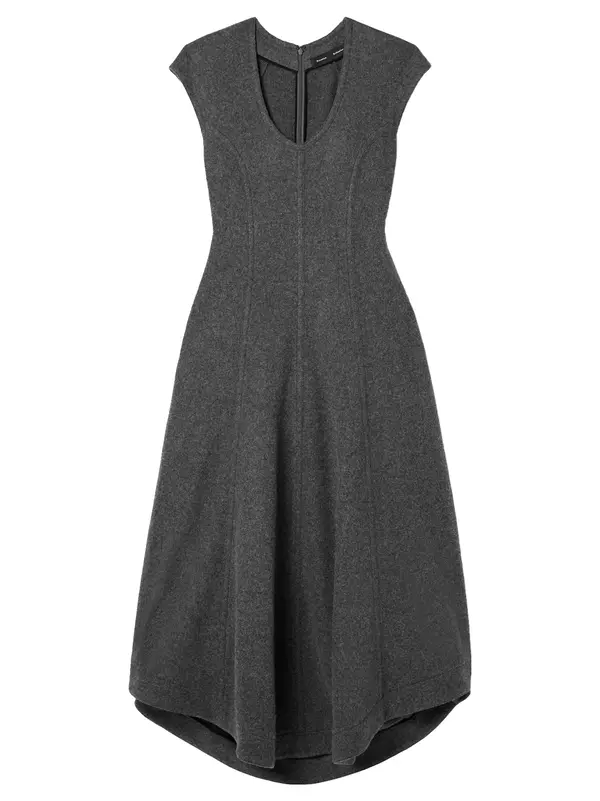 Proenza Schouler Delilah Paneled Felt Midi Dress - Gray