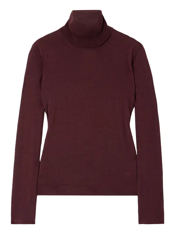 TOM FORD Cashmere And Silk-blend Turtleneck Sweater - Burgundy