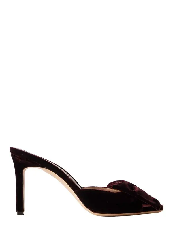 TOM FORD Brigitte Bow-embellished Velvet Mules - Burgundy