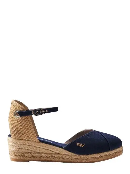 VISCATA Pubol Canvas Espadrille Wedges - Navy Blue