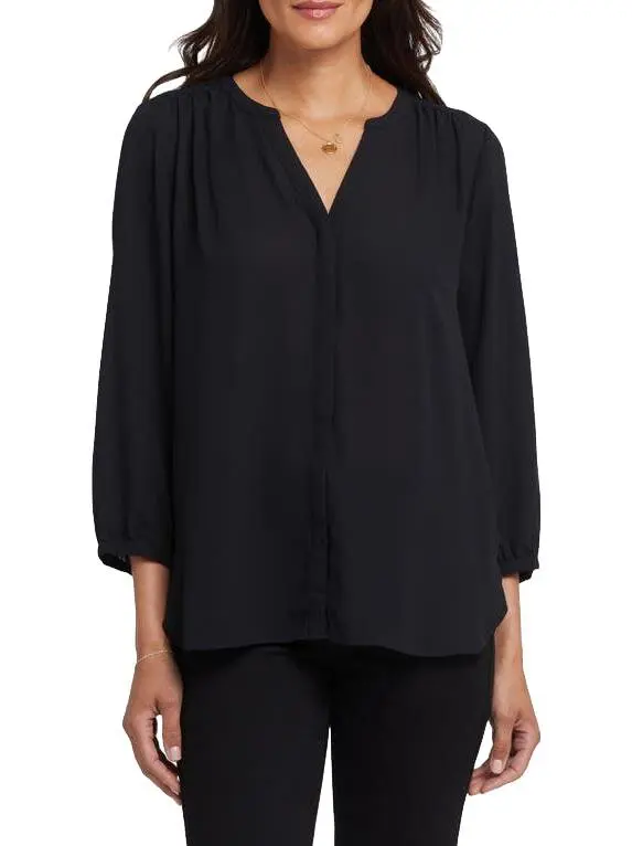 NYDJ Pintuck Blouse - Black