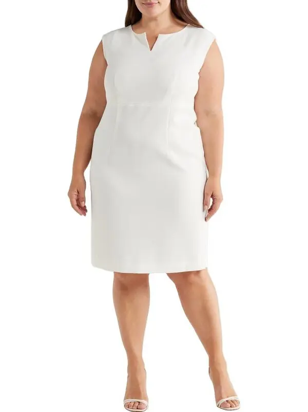 KASPER Notch Neckline Sleeveless Sheath Dress - Vanilla Ice