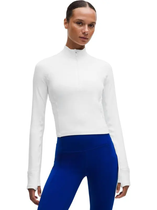 Lululemon It's Rulu Ribbed Cropped Half Zip - White