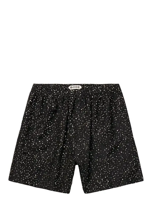 BODE Straight-leg Glittered Polka-dot Faille Shorts - Black