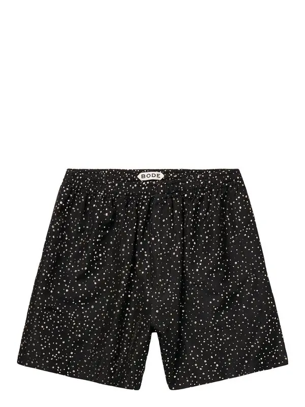 BODE Straight-leg Glittered Polka-dot Faille Shorts - Black