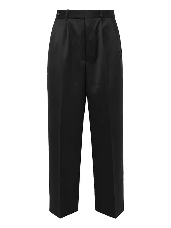 BODE Mcnab Straight-leg Pleated Wool Barathea Tuxedo Trousers - Black