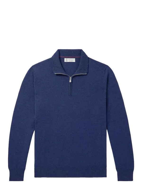 Brunello Cucinelli Cashmere Half-zip Sweater - Blue