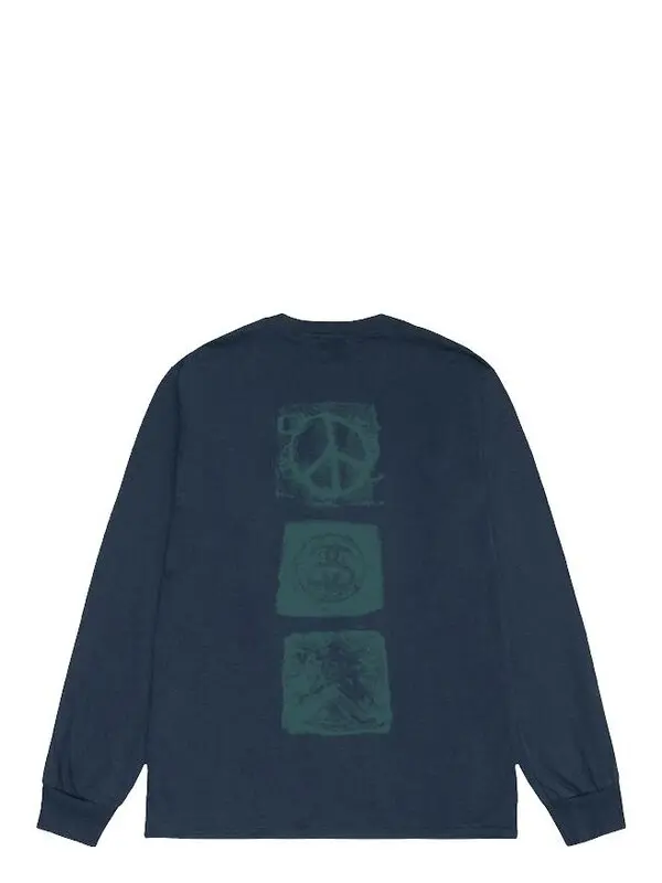 StÜssy Mono Long Sleeve Tee Shirt - Navy Blue