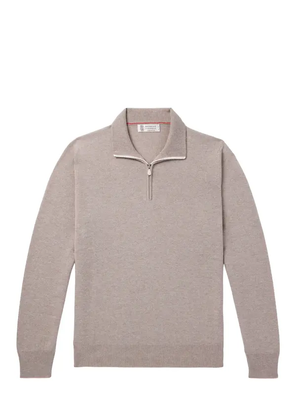 Brunello Cucinelli Cashmere Half-zip Sweater - Neutrals