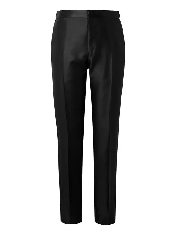 TOM FORD Straight-leg Satin-trimmed Wool, Mohair And Silk-blend Tuxedo Trousers - Black
