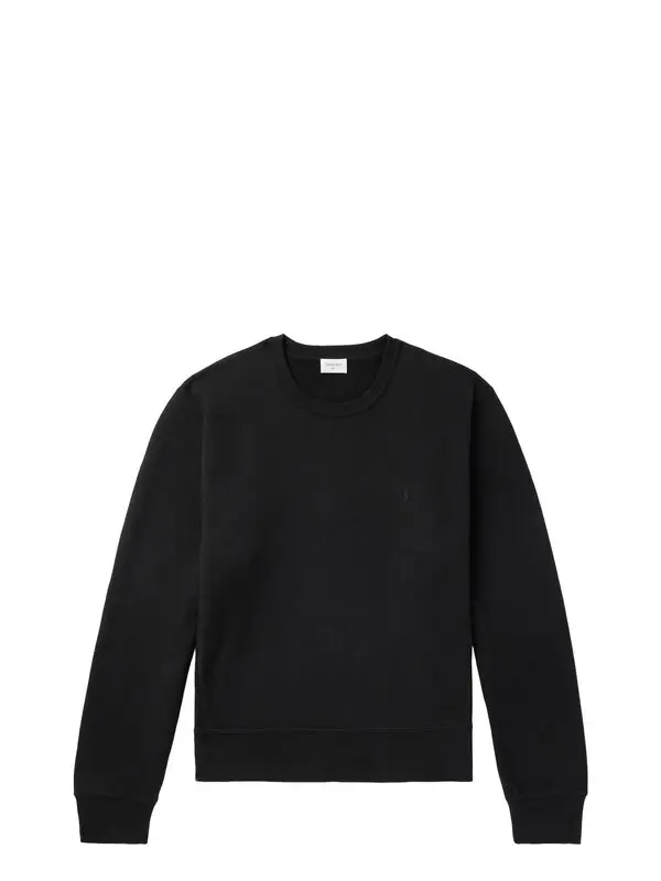 Saint Laurent Logo-embroidered Cotton-jersey Sweatshirt - Black