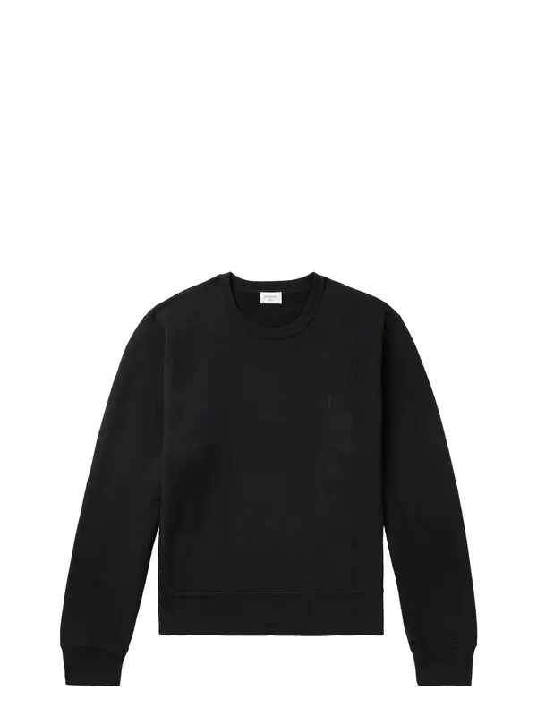 Saint Laurent Logo-embroidered Cotton-jersey Sweatshirt - Black