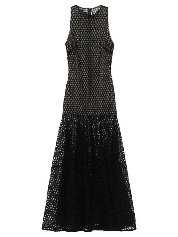 David Koma Flared-hem Macramé Maxi Dress - Black