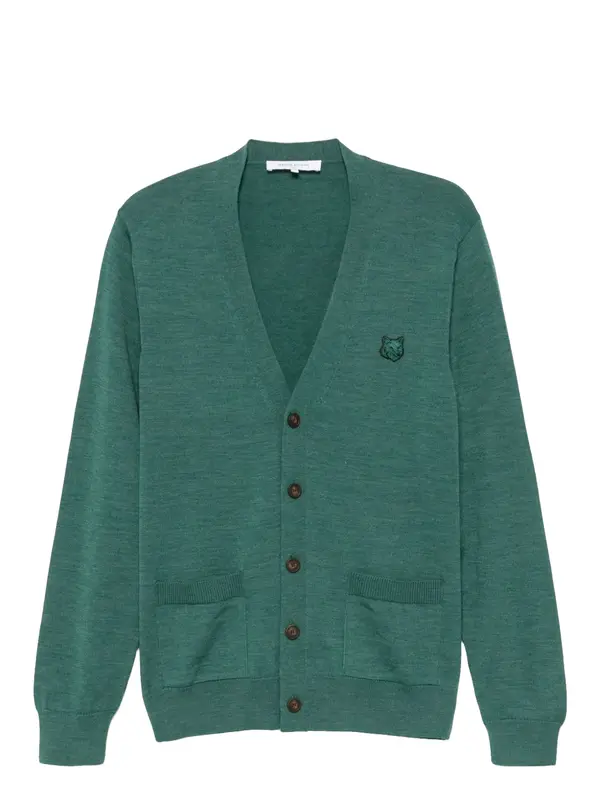 Maison Kitsuné Bold Fox Head Patch Cardigan - Green