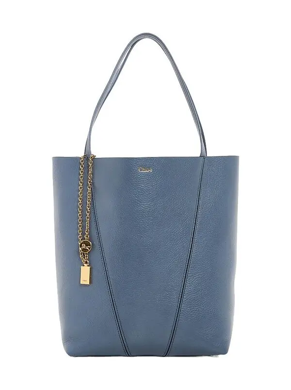 Chloé Medium Spin Leather Tote - Dark Blue Leather